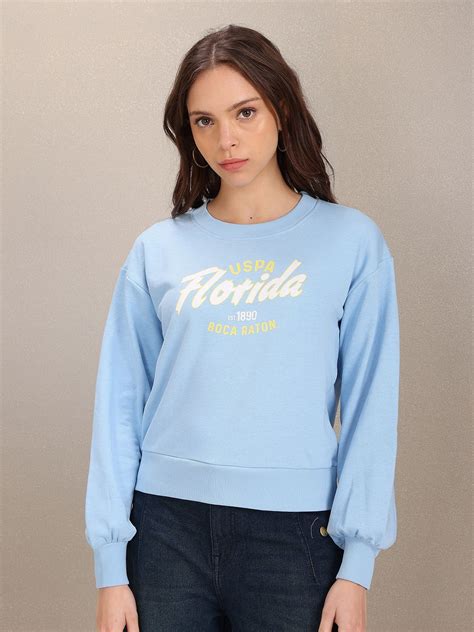 Buy U S Polo Assn Women Blue Printed Sweatshirt Sweatshirts For Women