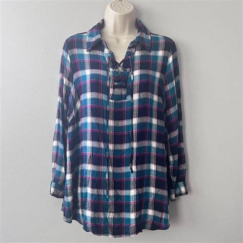 Lane Bryant Flannel Long Sleeve Pullover Size Depop