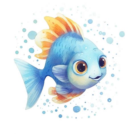 Un Poisson Bleu Avec Une Queue Jaune Et Une Queue Bleue Photo Premium