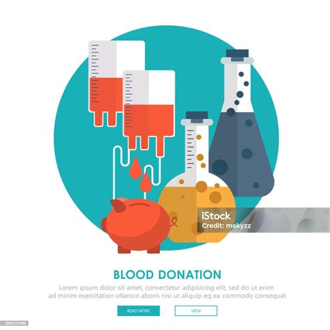 헌혈 개념 돼지 저금통과 혈액 용기배경 플랫 벡터 일러스트레이션 0명에 대한 스톡 벡터 아트 및 기타 이미지 0명 개념