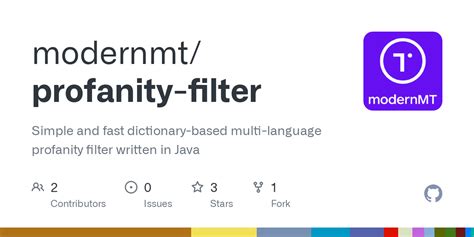 Github Modernmtprofanity Filter Simple And Fast Dictionary Based Multi Language Profanity