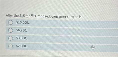 Solved After The 15 ﻿tariff Is Imposed Consumer Surplus