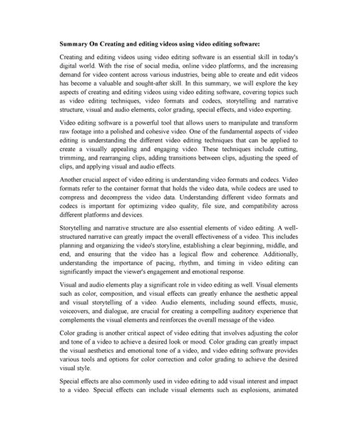 Summary On Creating And Editing Videos Using Video Editing Software With The Rise Of Social