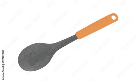 Simple Cooking Spoon With Wooden Handle Watercolor Drawing Vector Illustration Isolated On White