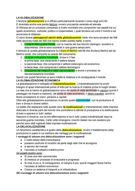 La Globalizzazione Appunti Completi Di Scienze Sulla Globalizzazione