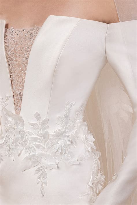 Off Shoulder Mermaid Bridal Gown With Sheer Mesh Insert And Chapel Len