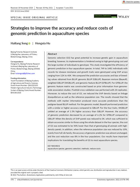 Evolutionary Applications 2021 Song Strategies To Improve The Accuracy And Reduce Costs Of