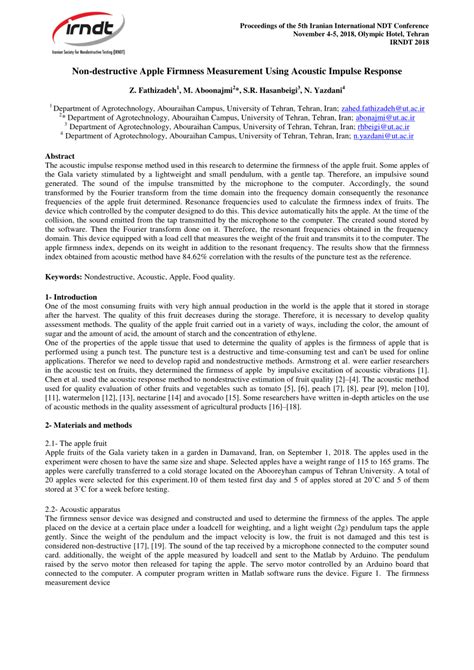 Pdf Non Destructive Apple Firmness Measurement Using Acoustic Impulse