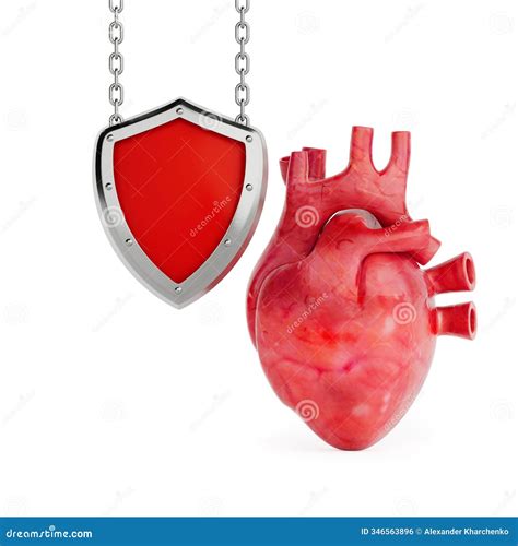 Human Heart Anatomy Internal Organ With Red Protection Shield Hanging