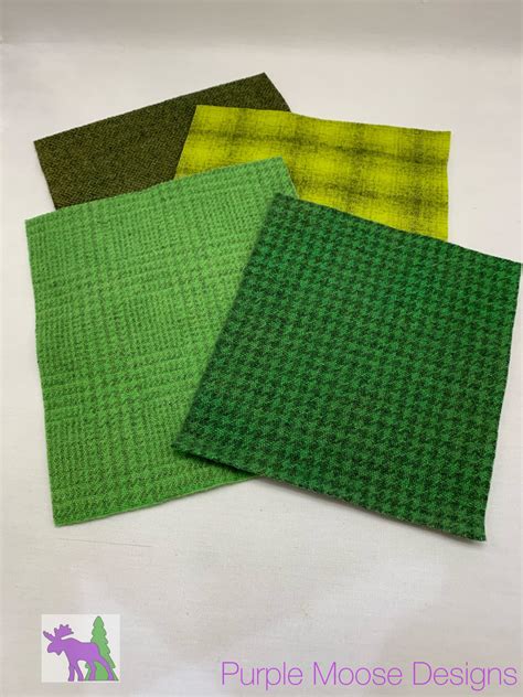 6x6 Green Wool Bundle Purple Moose Designs