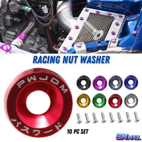 Racing Nut Aluminum Screw Jdm Car Fender Washer Kit Bolts Allen