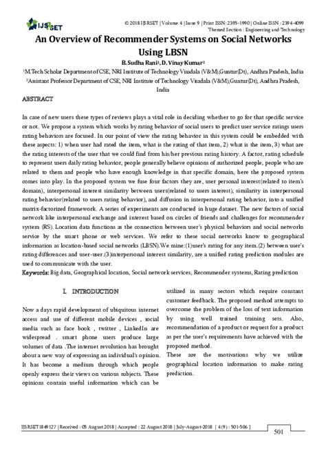 Pdf An Overview Of Recommender Systems On Social Networks Using Lbsn International Journal