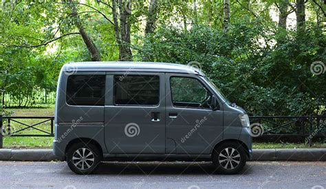 A New Gray Minivan Is Parked At The Green Park Stock Image Image Of Transportation Iskrovsky