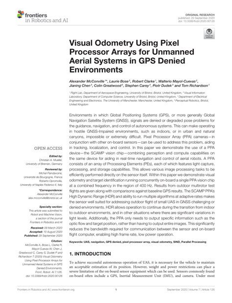 Pdf Visual Odometry Using Pixel Processor Arrays For Unmanned Aerial