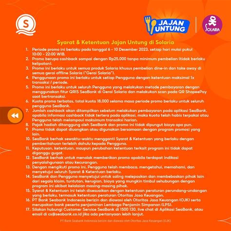 Promo Solaria Cashback 100 Via Seabank 6 10 Desember 2023