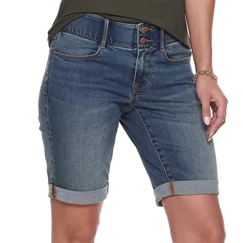 Womens Apt 9® Tummy Control Denim Bermuda Shorts