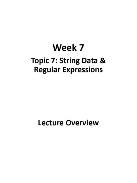 Cit 415 Topic 7 String Data And Regular Expressions Pdf String