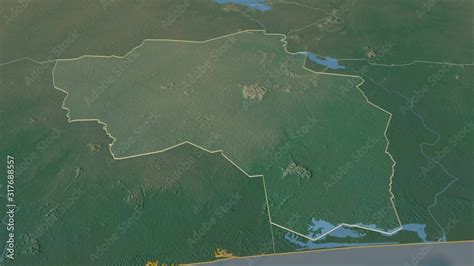 Gôh Djiboua district with its capital zoomed and extruded on the