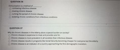 Solved Question 36 Immunization Is A Method Of Combating