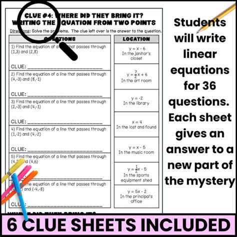 Writing Linear Equations Project End Of Linear Equations Unit Mystery Project