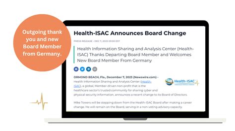 Health Isac Gibt Vorstandsänderung Bekannt Health Isac Zentrum Für