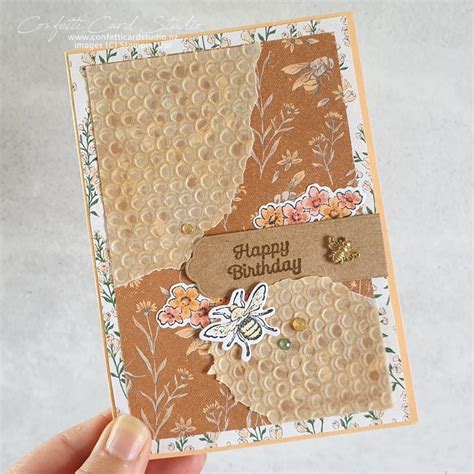 Birthday Bee In Honeycomb Card Confetti Card Studio
