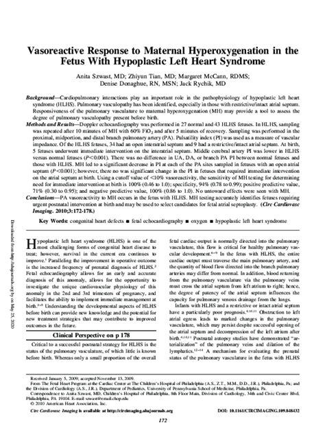 Pdf Vasoreactive Response To Maternal Hyperoxygenation In The Fetus