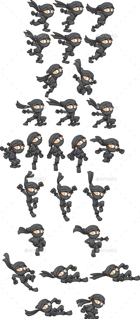 Ninja Sprites Character Design Animation Jump Animation Cartoon Character Design