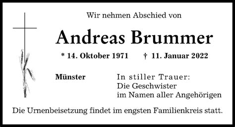 Traueranzeigen Von Andreas Brummer Augsburger Allgemeine Zeitung