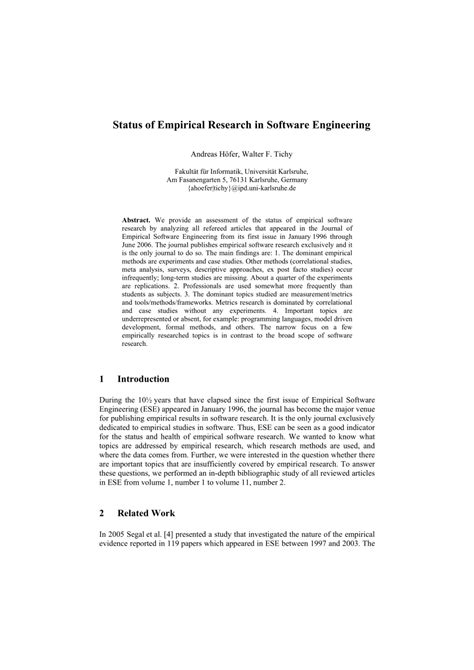 Full Article Status Of Empirical Research In Software Engineering
