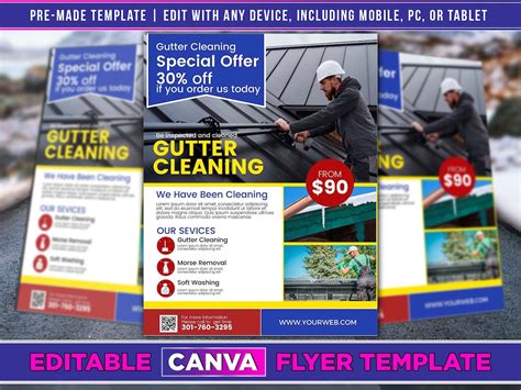 Gutter Cleaning Flyer Editable Canva Template Us Letter Size Etsy