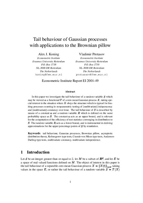 Pdf Tail Behaviour Of Gaussian Processes With Applications To The