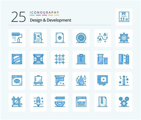 Design Development 25 Blue Color Icon Pack Including Development