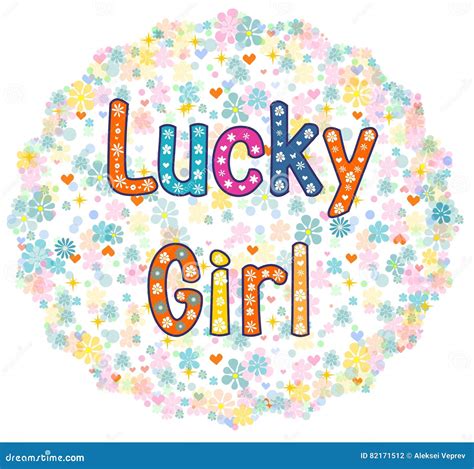 Lucky Girl Card Design Stock Vector Illustration Of Decorative