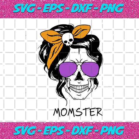 Momster Skeleton Halloween Svg Halloween Skeleton Skull Svg Mom Skull