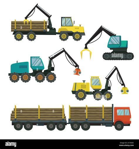 Big Set Of Forestry Vehicle Vector Illustration Stock Vector Image