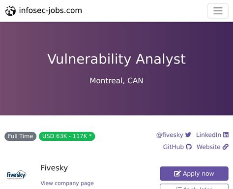 Hiring Vulnerability Analyst In Montreal Can Rinfosecjobs