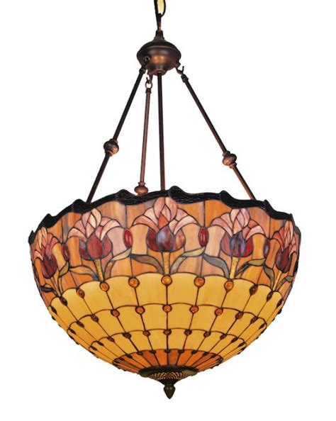 Red Tulip Reverse Leadlight Pendant