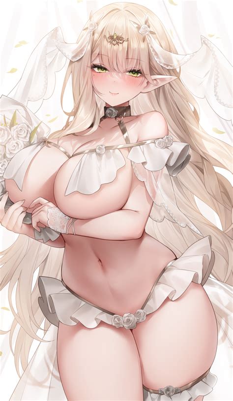Rule 34 1girls Barely Clothed Blonde Hair Blush Bouquet Breast