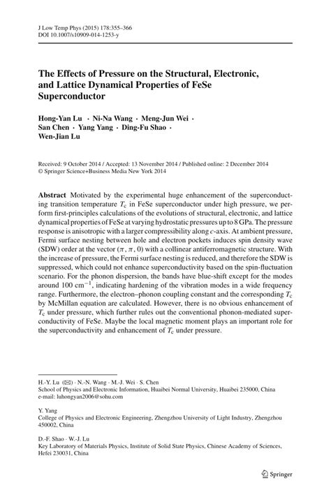 Pdf The Effects Of Pressure On The Structural Electronic And Lattice Dynamical Properties Of
