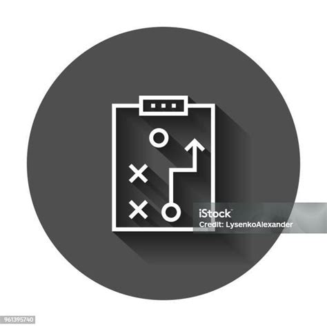 전술 계획 문서 아이콘입니다 긴 그림자와 벡터 일러스트입니다 비즈니스 전략 개념 계획 그림 강사에 대한 스톡 벡터 아트 및 기타