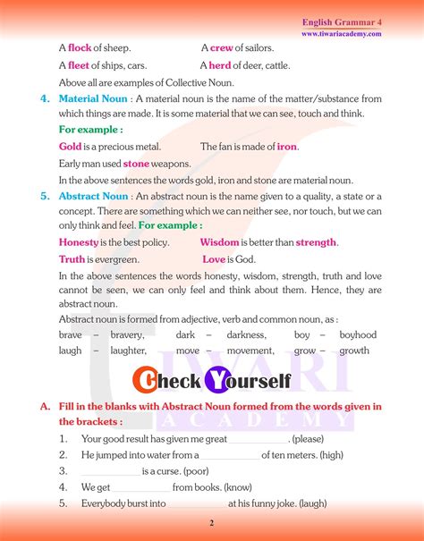 CBSE NCERT Class English Grammar Chapter The Noun And Its Kinds