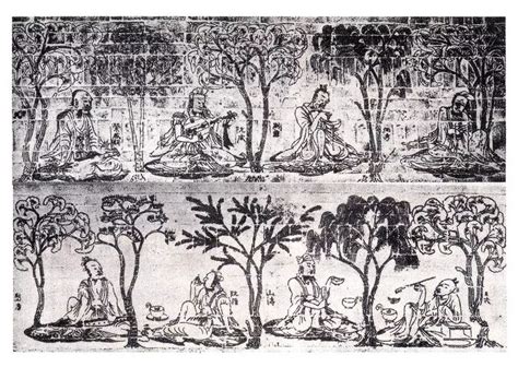 竹林七贤图画像砖高士画像石大山谷图库