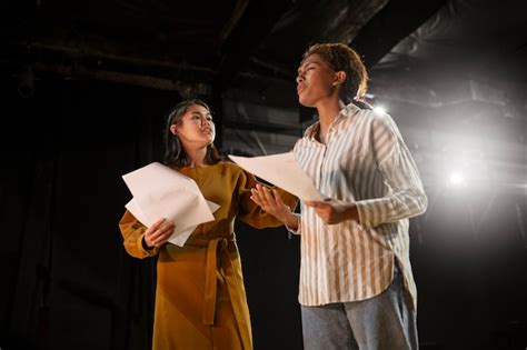 Free Photo Students Rehashing For Theater Class