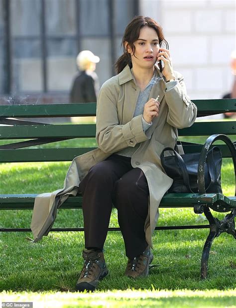 Lily James Looks Stressed Out While Filming A Serious Scene On Set Of