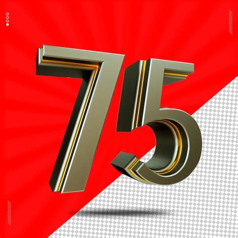 Premium PSD 3d Render Number 75 Font Steel