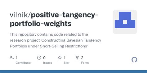 Github Vilnik Positive Tangency Portfolio Weights This Repository