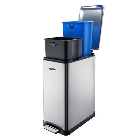 Cooks Professional Dual Recycle Slimline Pedal Bin 50l 20l And 30l