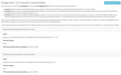 Solved Assignment 3 A Function Overlaoding Collapse Context