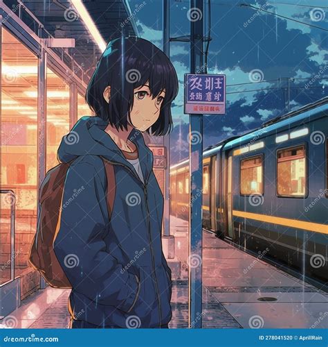 Portrait Of An Anime Girl In The City Stock Illustration Illustration
